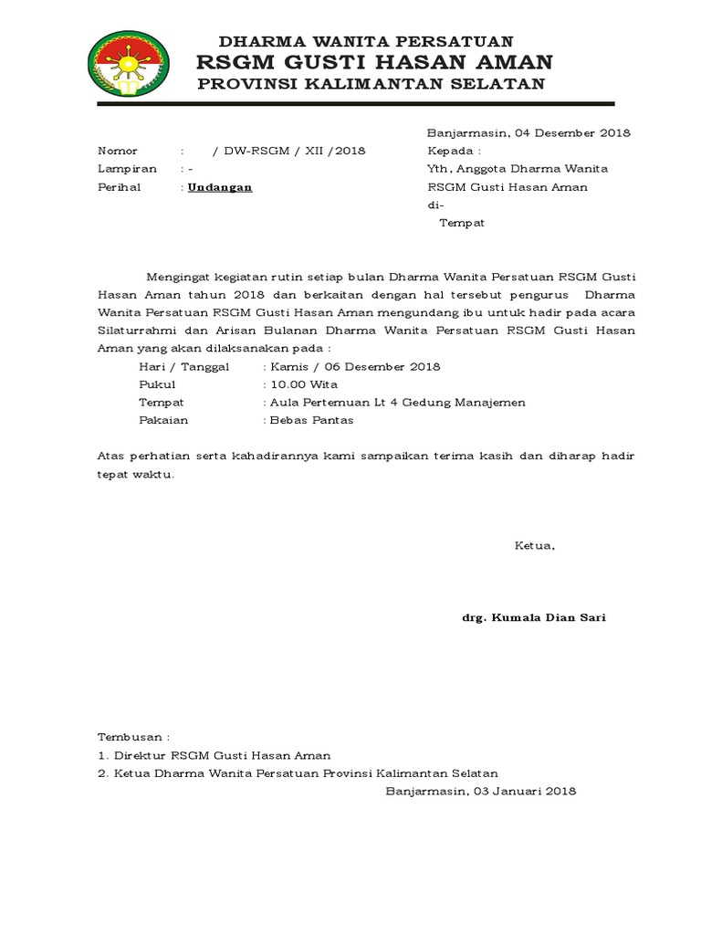 Undangan Dharma Wanita | PDF