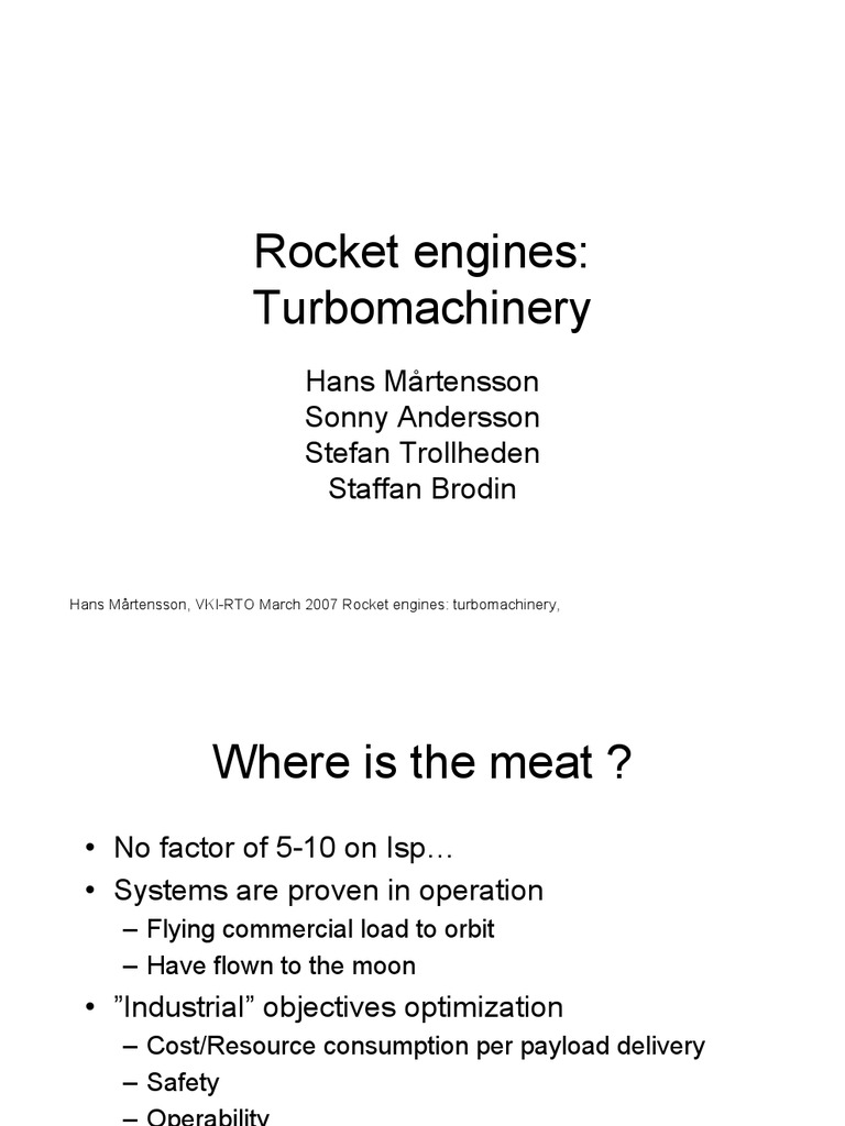 Turbomachinery in Rocket Engine Design | PDF | Rocket Engine ...