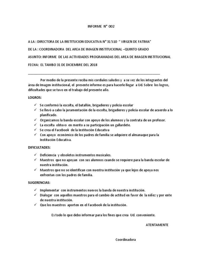 Informe de Imagen Institucional | PDF