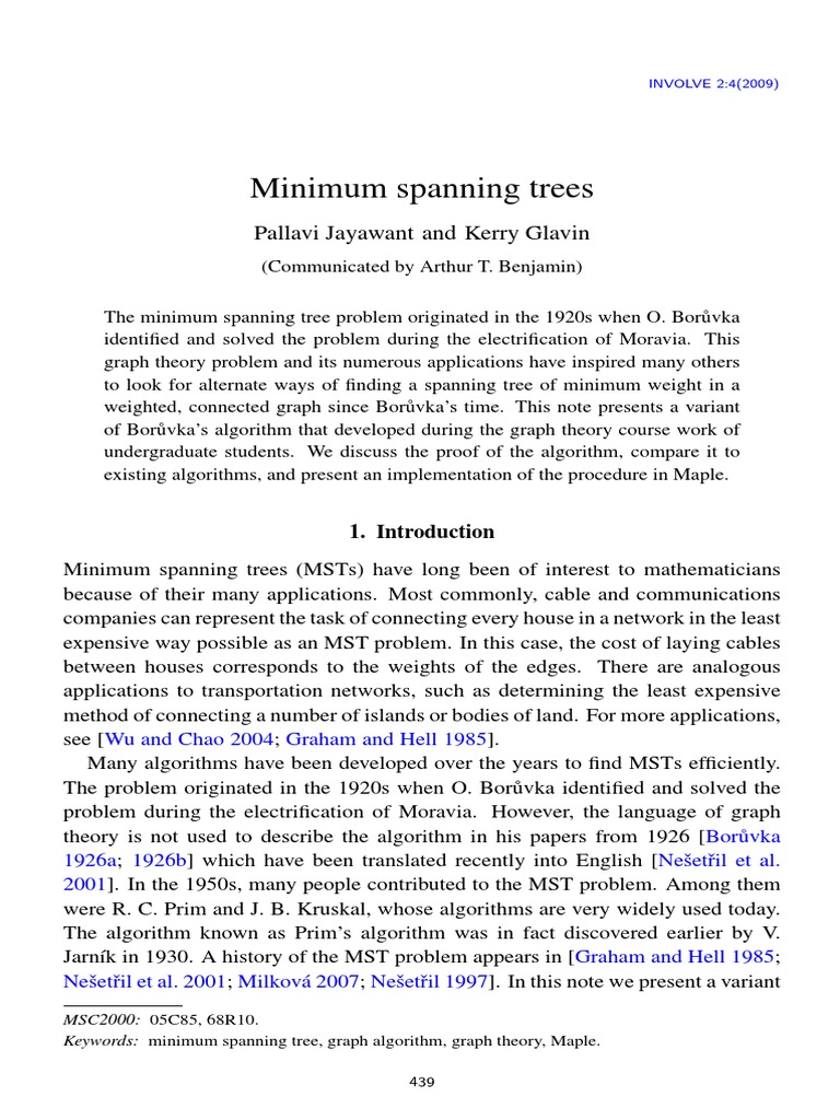 Minimum Spanning Trees | PDF | Theoretical Computer Science | Mathematical Relations