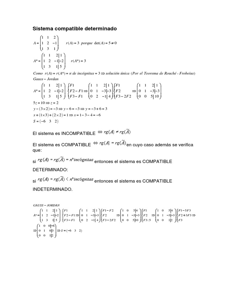 Sistema Compatible Determinado | PDF | Métodos y materiales de enseñanza