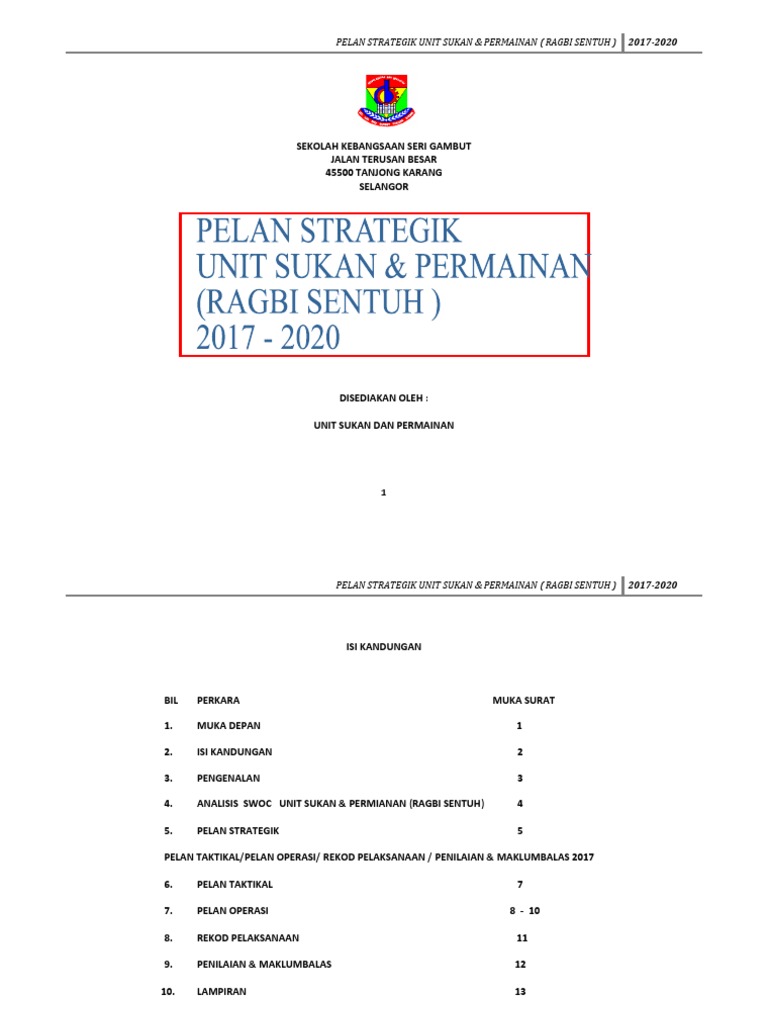Pelan Strategik Unit Sukan & Permainan (Ragbi Sentuh) 2017-2020 (Edit ...
