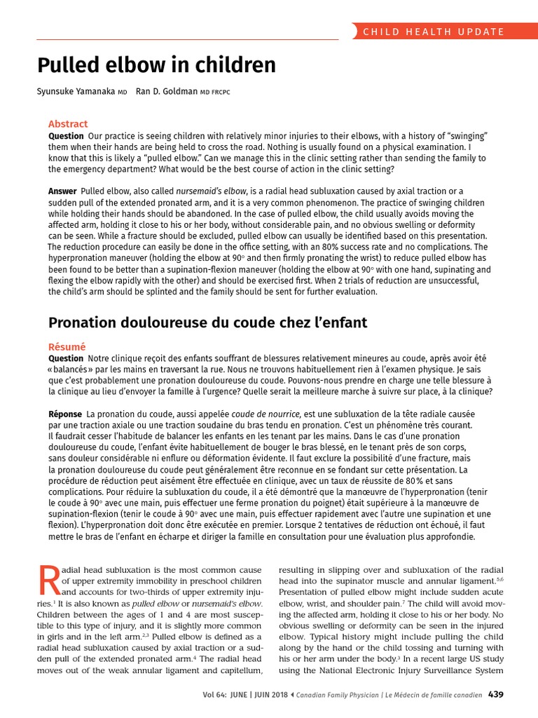 Pulled Elbow in Children: Pronation Douloureuse Du Coude Chez L'enfant ...