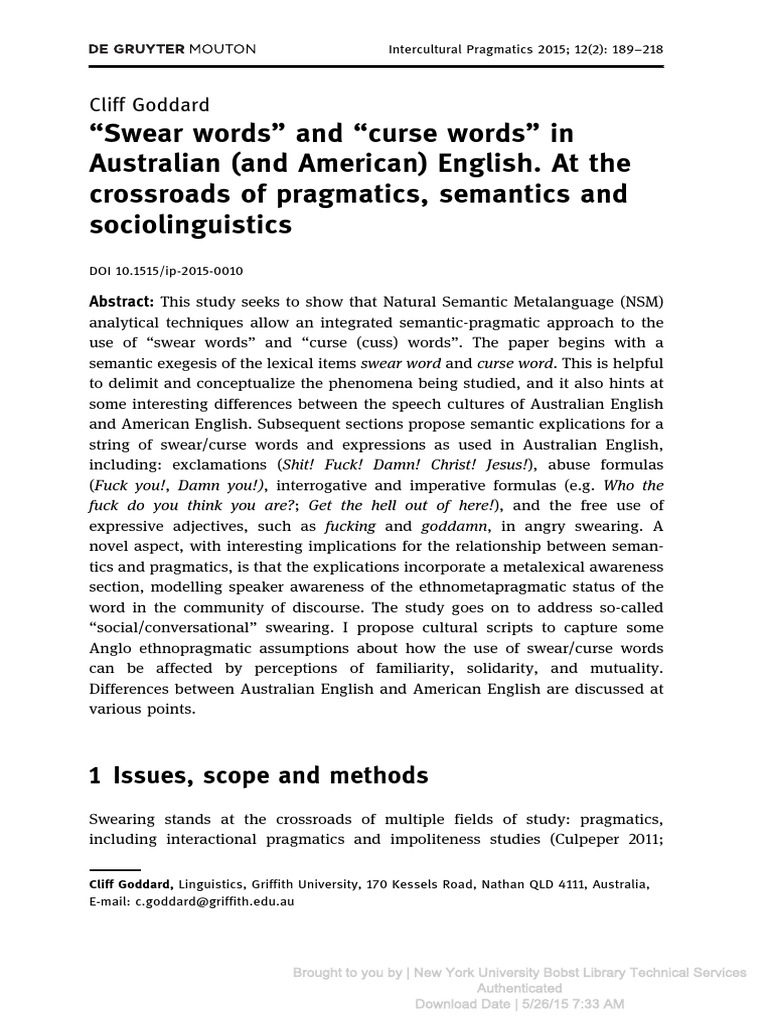 19) "Swear Words" and "Curse Words" in Australian (And American ...