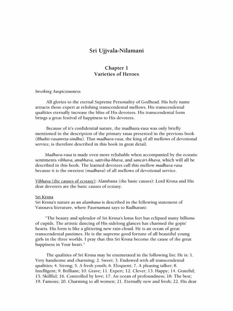 Rupa Goswami Sri Ujjvala Nilamani | PDF | Krishna | Hinduism