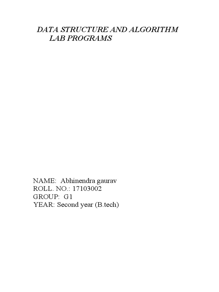 Data Structure And Algorithm Lab Programs Pdf Namespace Matrix 0475
