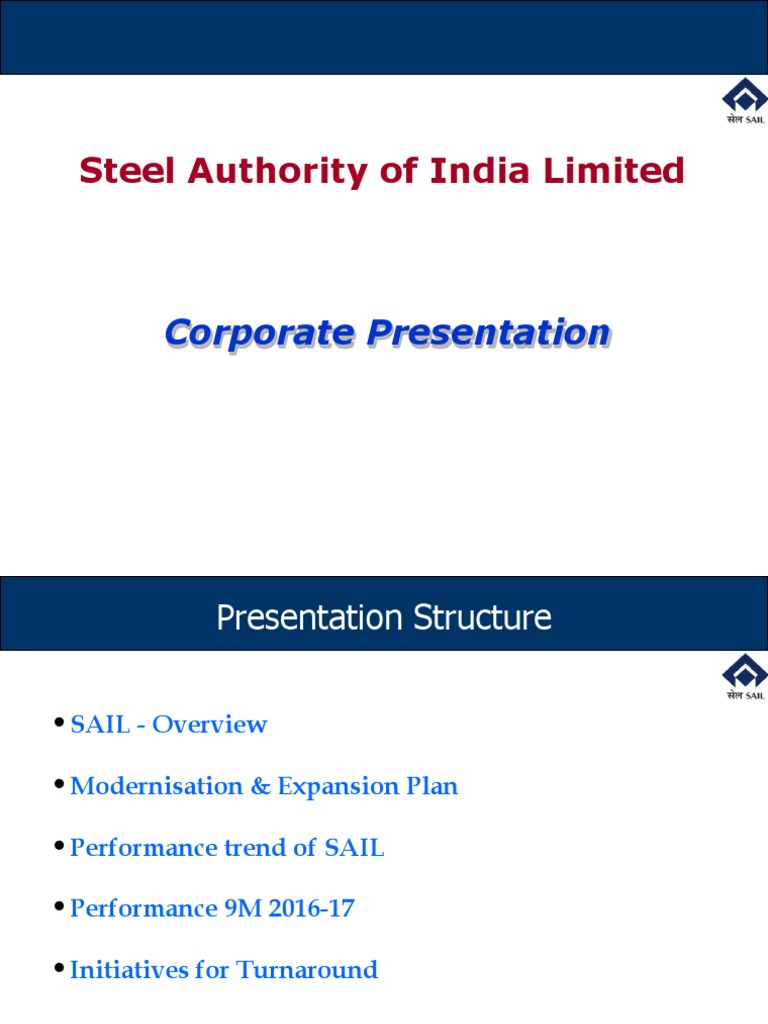 SAIL Corporate Presentation | PDF | Business