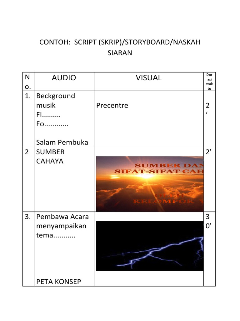 Contoh Script Storyboard | PDF