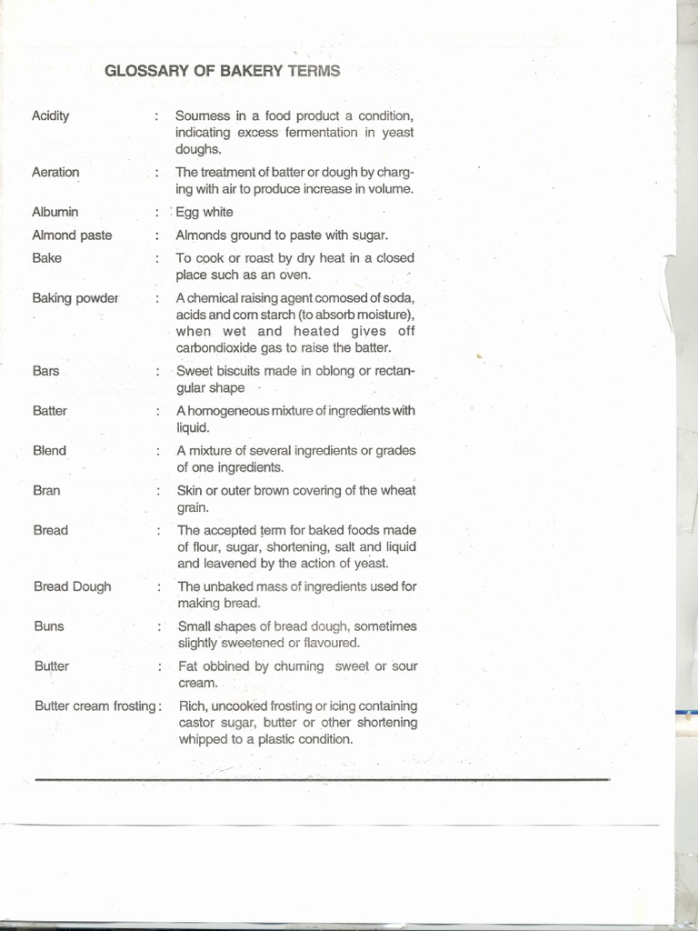 Glossary of Bakery Terms | PDF | Breads | Dough