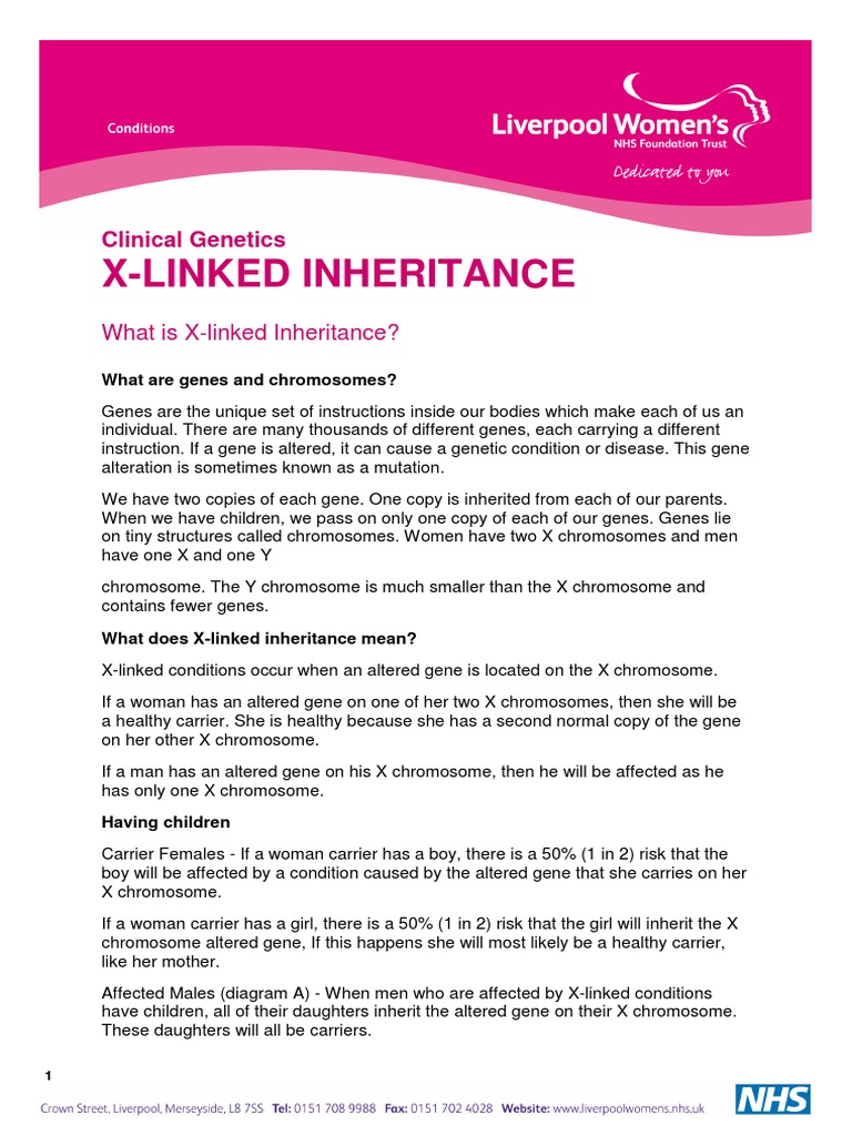 X-Linked Inheritance: Clinical Genetics | PDF | Genetic Disorder | Gene