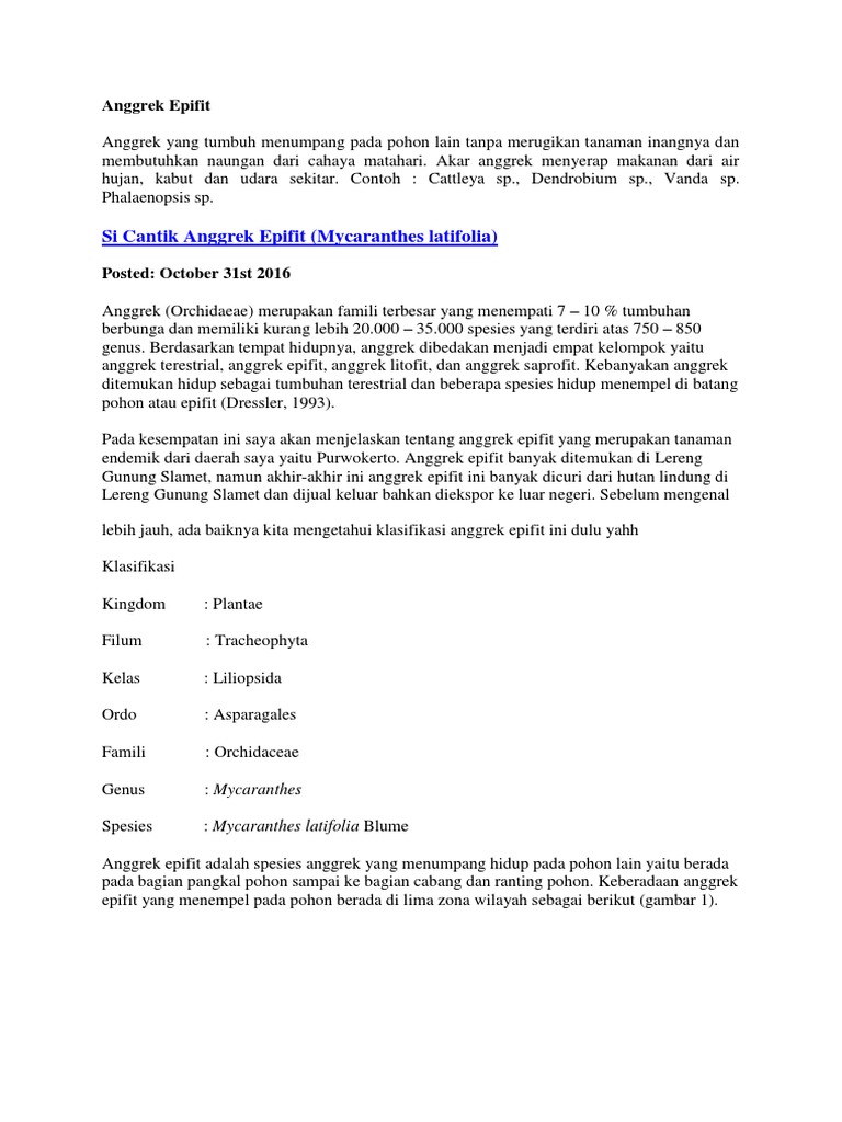 Anggrek Epifit Mycaranthes di Gunung Slamet | PDF | Griya & Taman