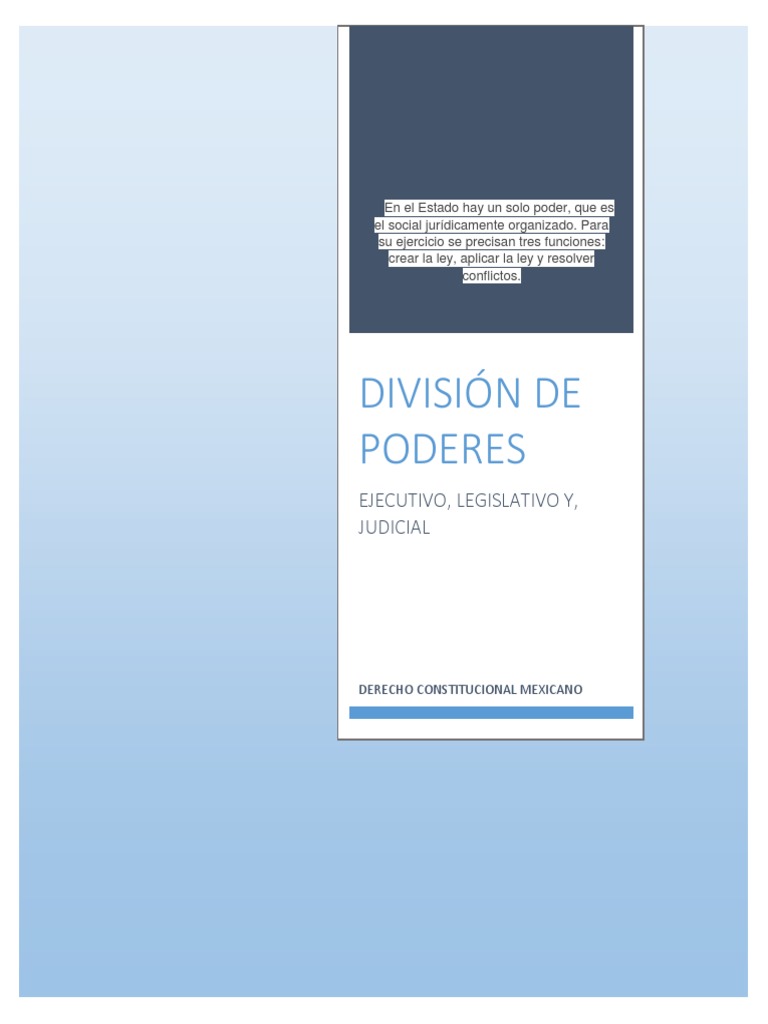División de Poderes | PDF | Federación | Separación de poderes