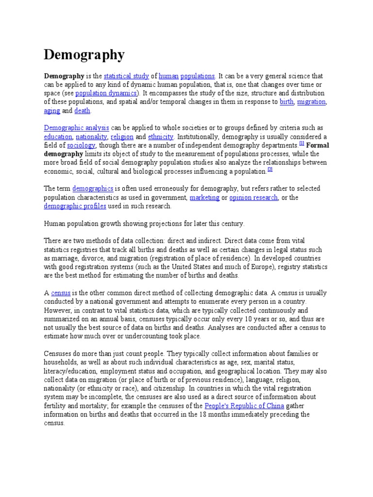 Demography | PDF | Demography | Actuarial Science