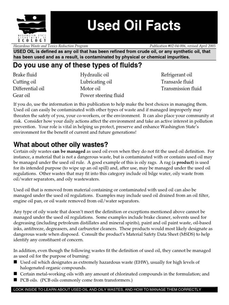 Used Oil Facts: Do You Use Any of These Types of Fluids? | Download ...