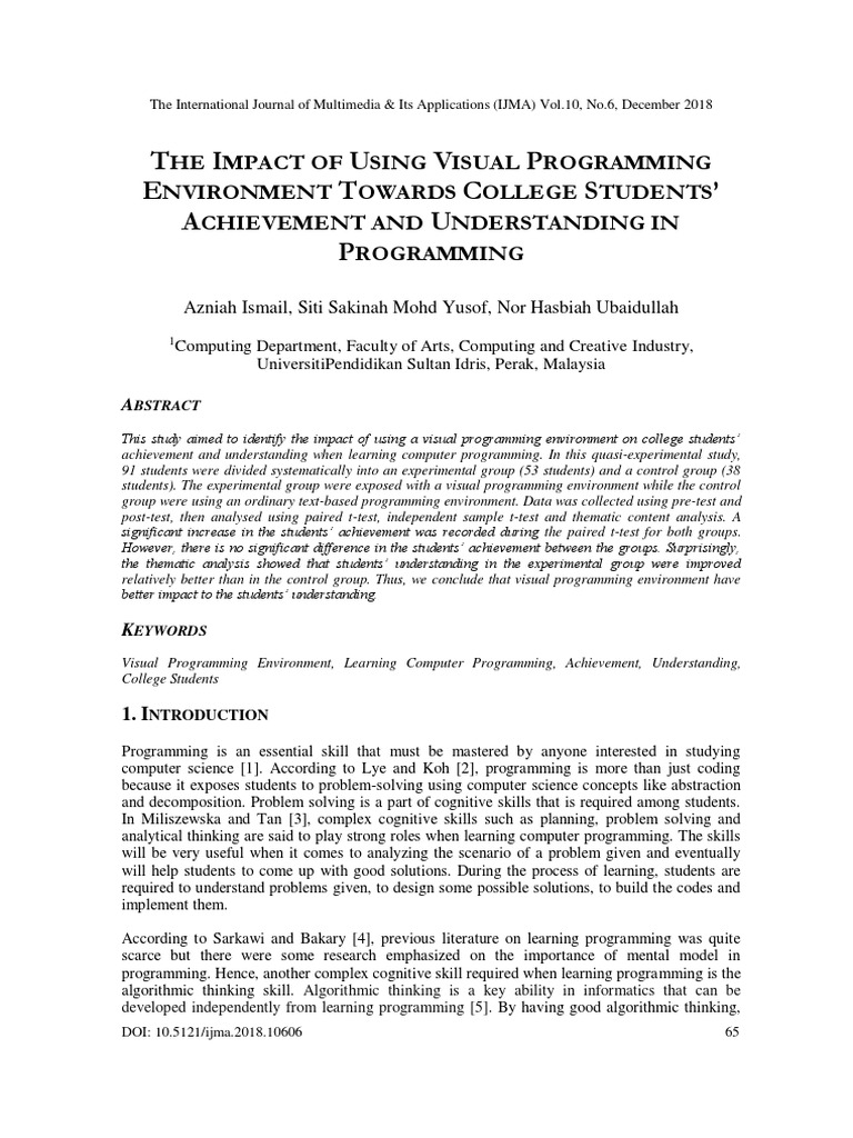 The Impact of Using Visual Programming Environment Towards College ...