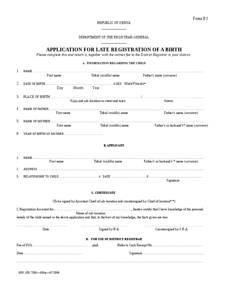 Birth-Certificate Form B3 & B4 | PDF | Birth Certificate | Government Information