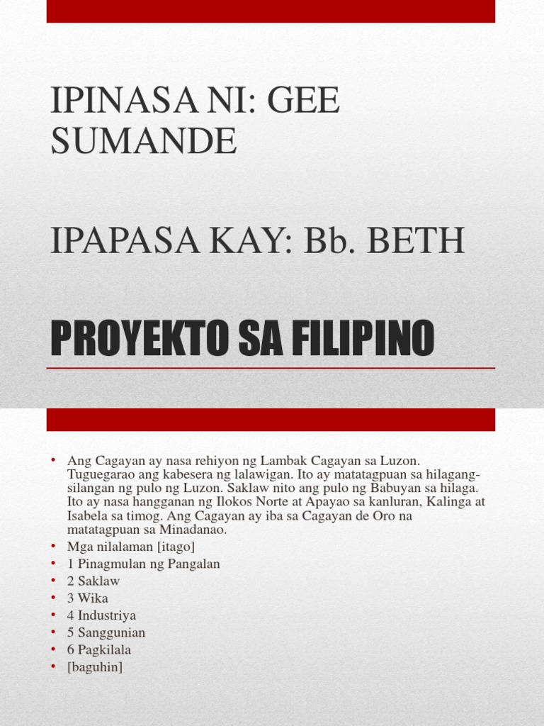 Filipino Proj | PDF