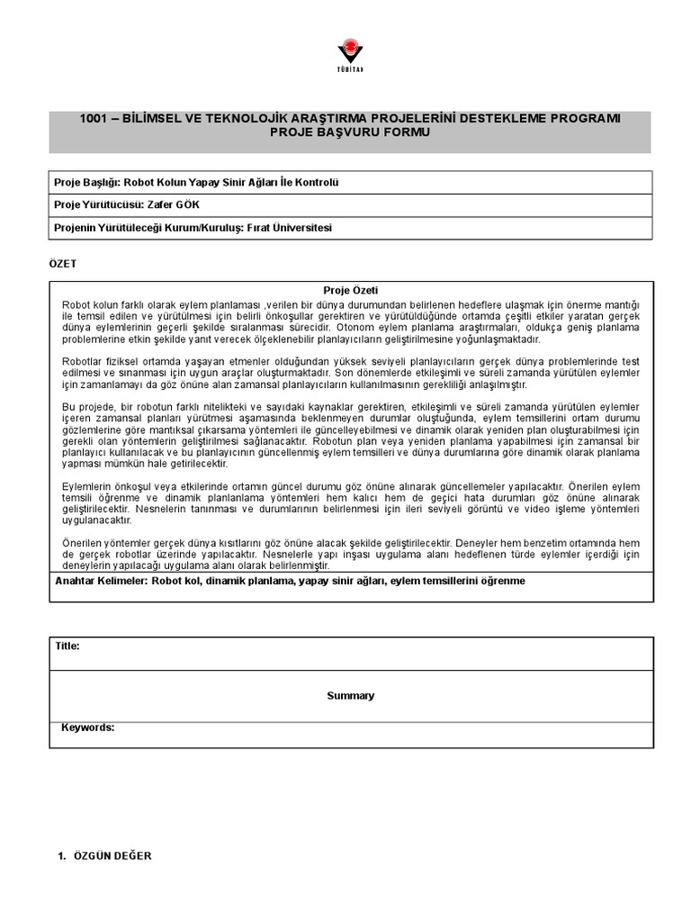 Tubitak Projesi | PDF