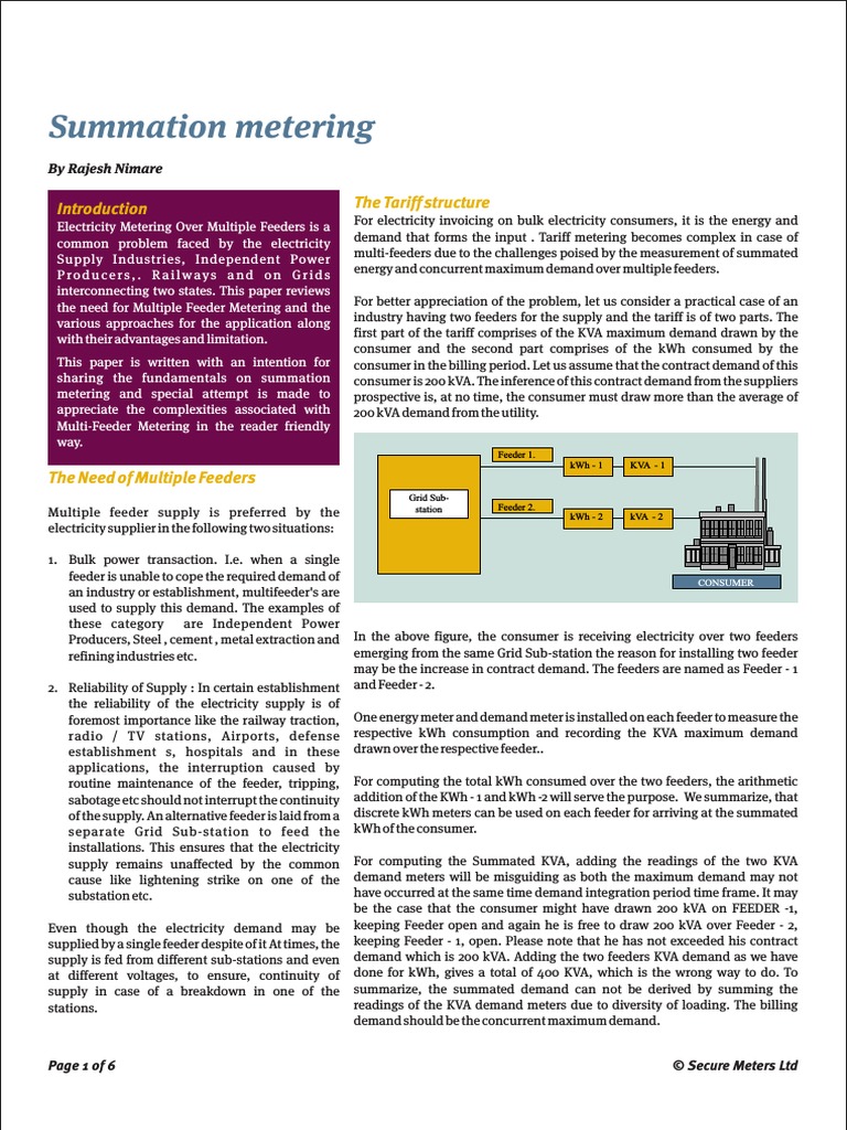 Summation Metering PDF | PDF | Electrical Substation | Transformer