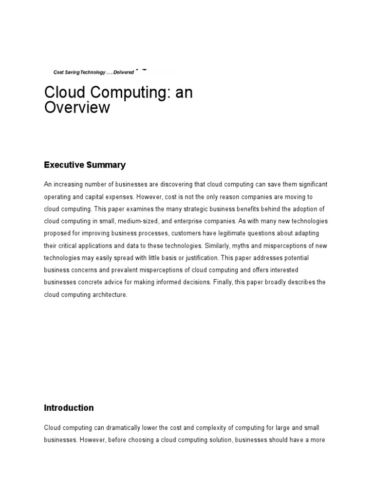 Cloud Computing: An: Executive Summary | PDF | Server (Computing ...