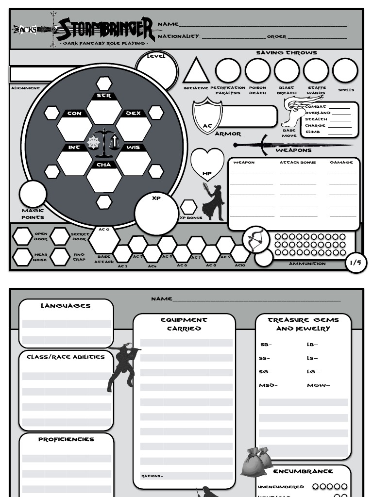 ACKS Stormbringer CharacterSheet PDF | PDF | Fantasy | Leisure