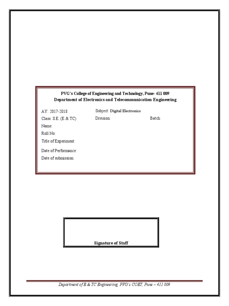 Digital Electronics Lab Report Template | PDF