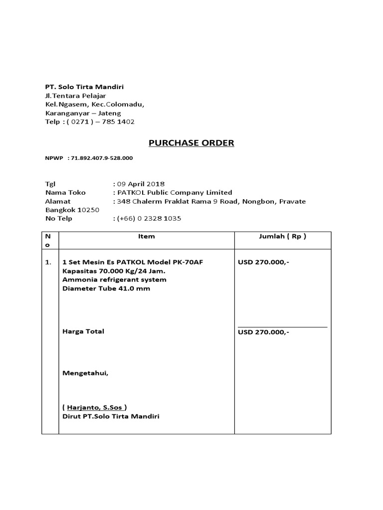 Contoh PO | PDF