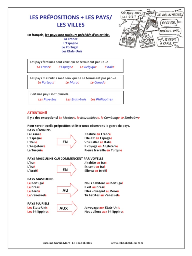 Prépositions Françaises pour Pays et Villes | PDF | Langues | Arts du ...