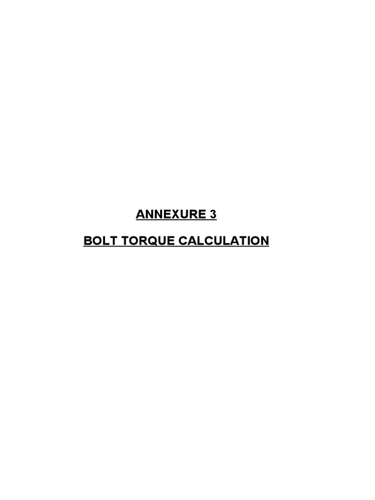 Annexure - Bolt Torque Calculation | PDF | Screw | Bending