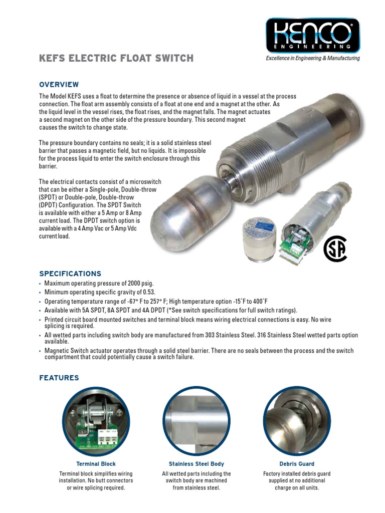 KEFS Electric Float Switch Overview | PDF | Switch | Equipment