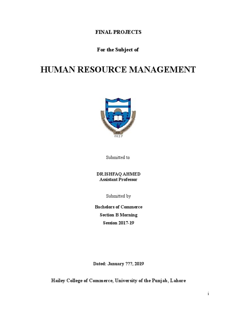 Final HRM Projects: Insights into HR Practices at Various Organizations ...