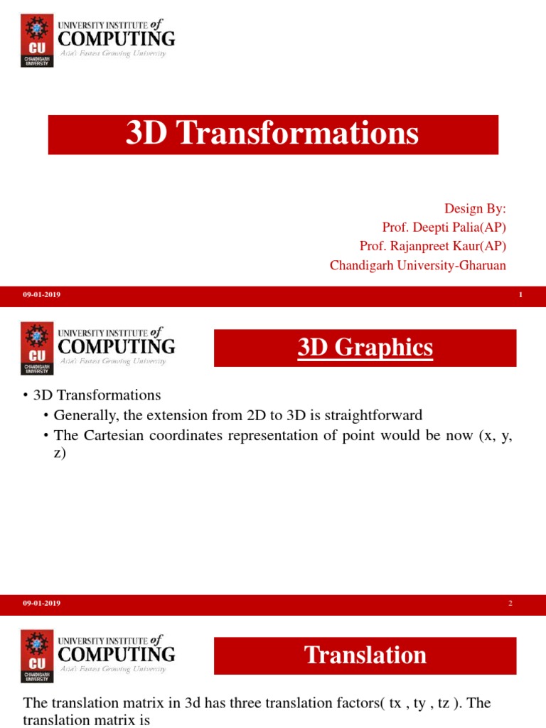 3D Transformation | PDF | Cartesian Coordinate System | Spacetime