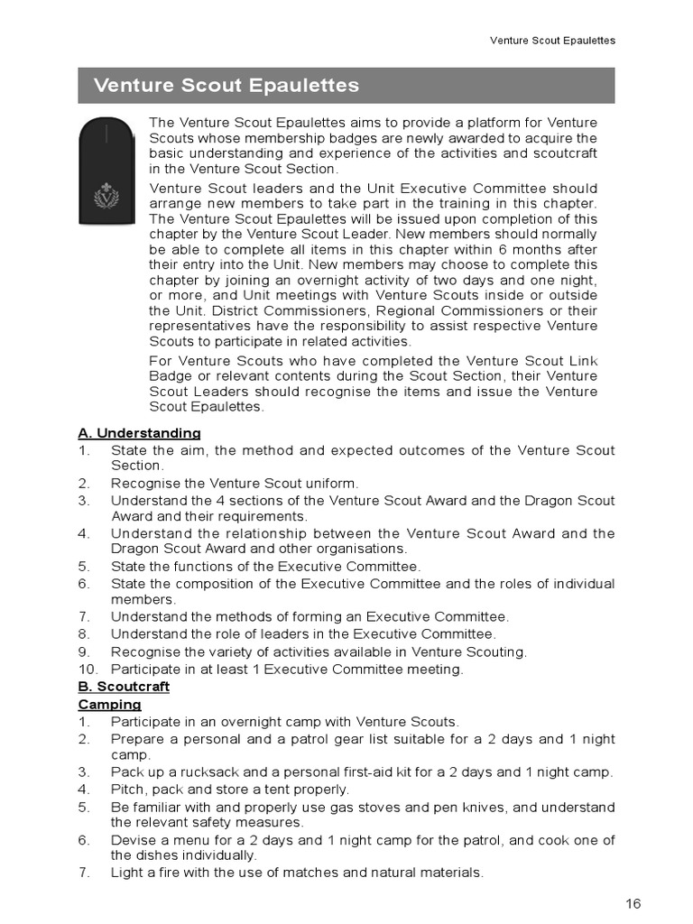 Venture Scout Epaulettes: A. Understanding | PDF | Scouting | Youth ...