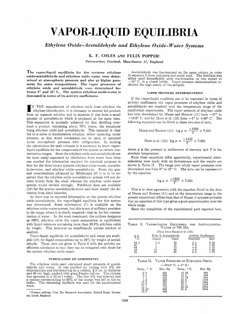 Vapor-Liquid Equilibria Data and Activity Coefficient Models for the ...