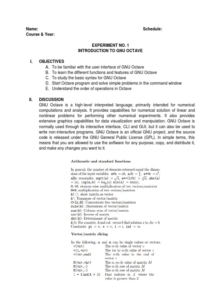 Introduction to GNU Octave Basics | PDF | Command Line Interface ...