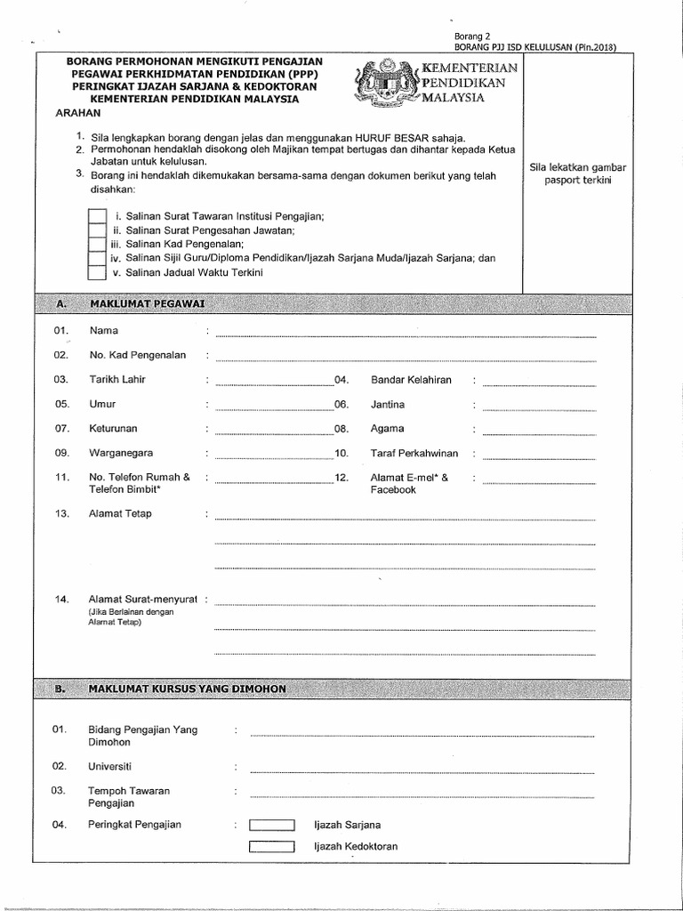 Borang 2 PJJ Kelulusan PPP Sarjana Dan PHD | PDF