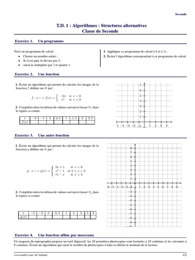 Algorithmes et Fonctions en Seconde | PDF | Mathématiques discrètes ...