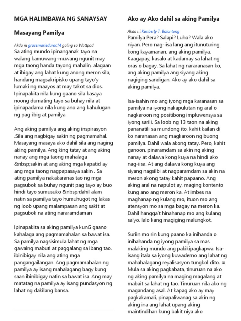 Sanaysay Example Sample Ng Elementarya Sanaysay Sample Maiinit Na