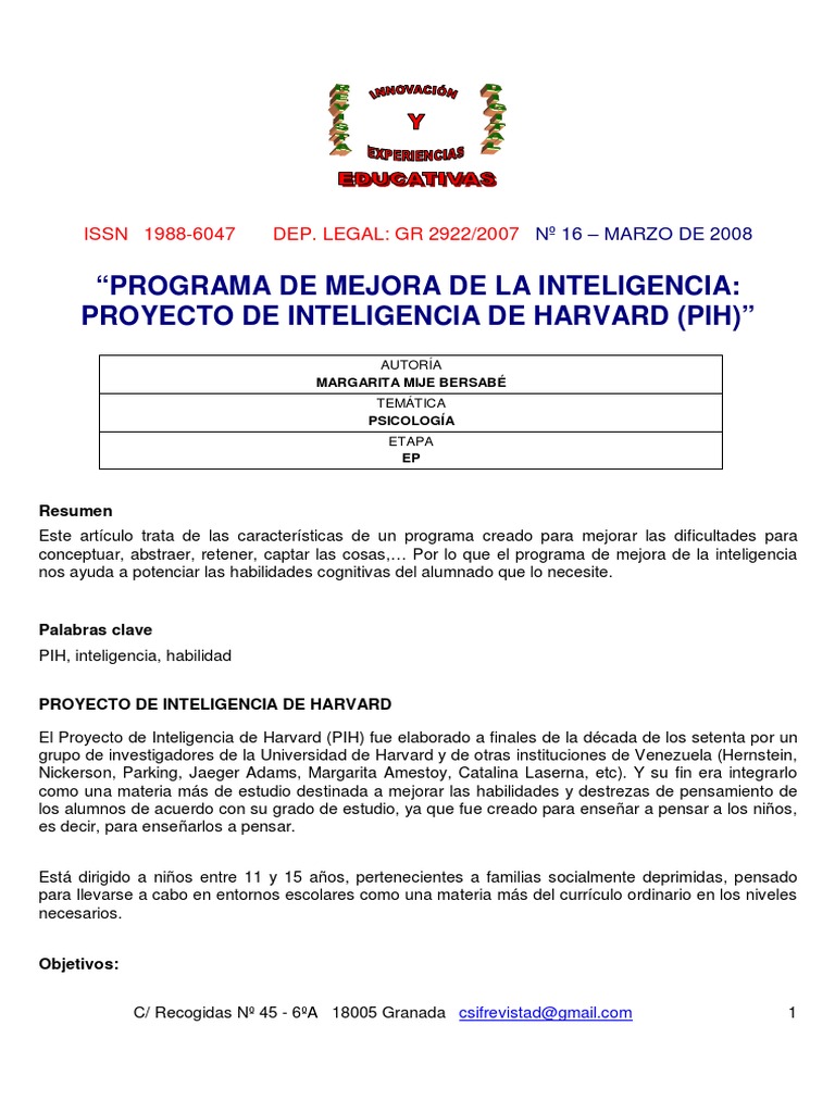 Proyecto de Inteligencia Harvard | PDF | Inteligencia | Toma de decisiones