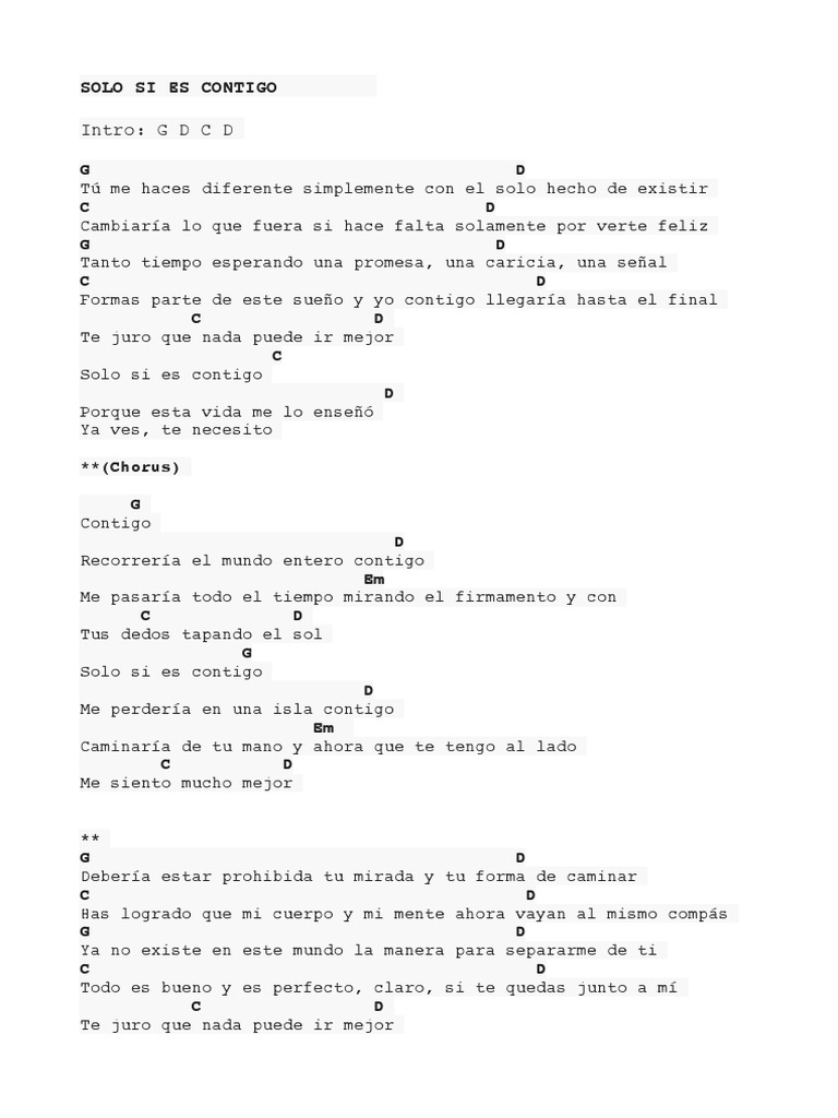 Solo Si Es Contigo Chords | PDF
