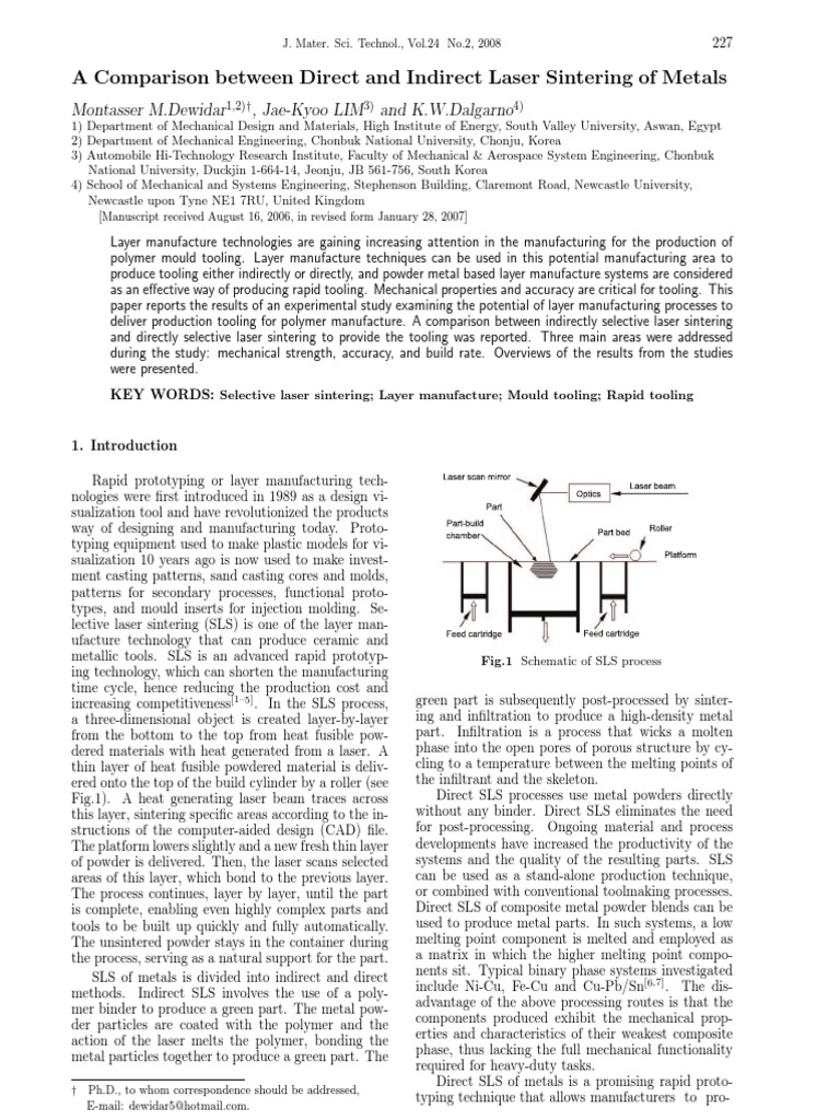 A Comparison Between Direct and Indirect Laser Sintering of Metals ...
