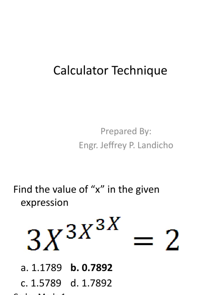 Calculator Technique 2.0 | PDF | Mathematical Analysis | Mathematical ...