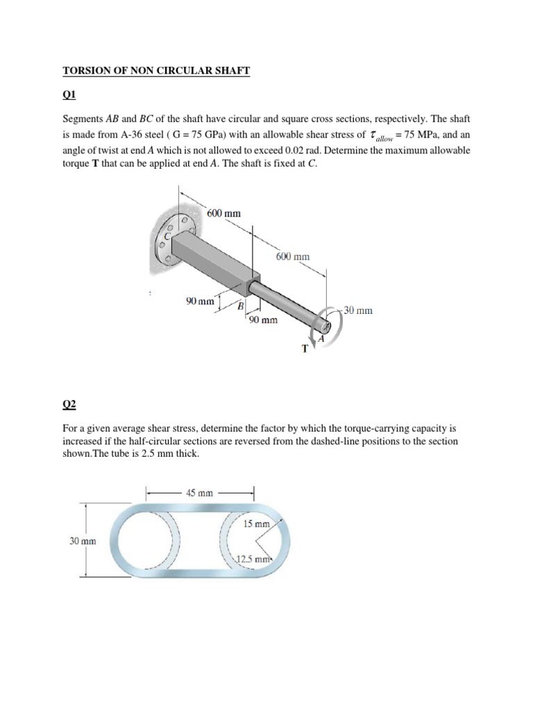 Ex3 Torsion of Non Circular Shafts | PDF | Technology & Engineering