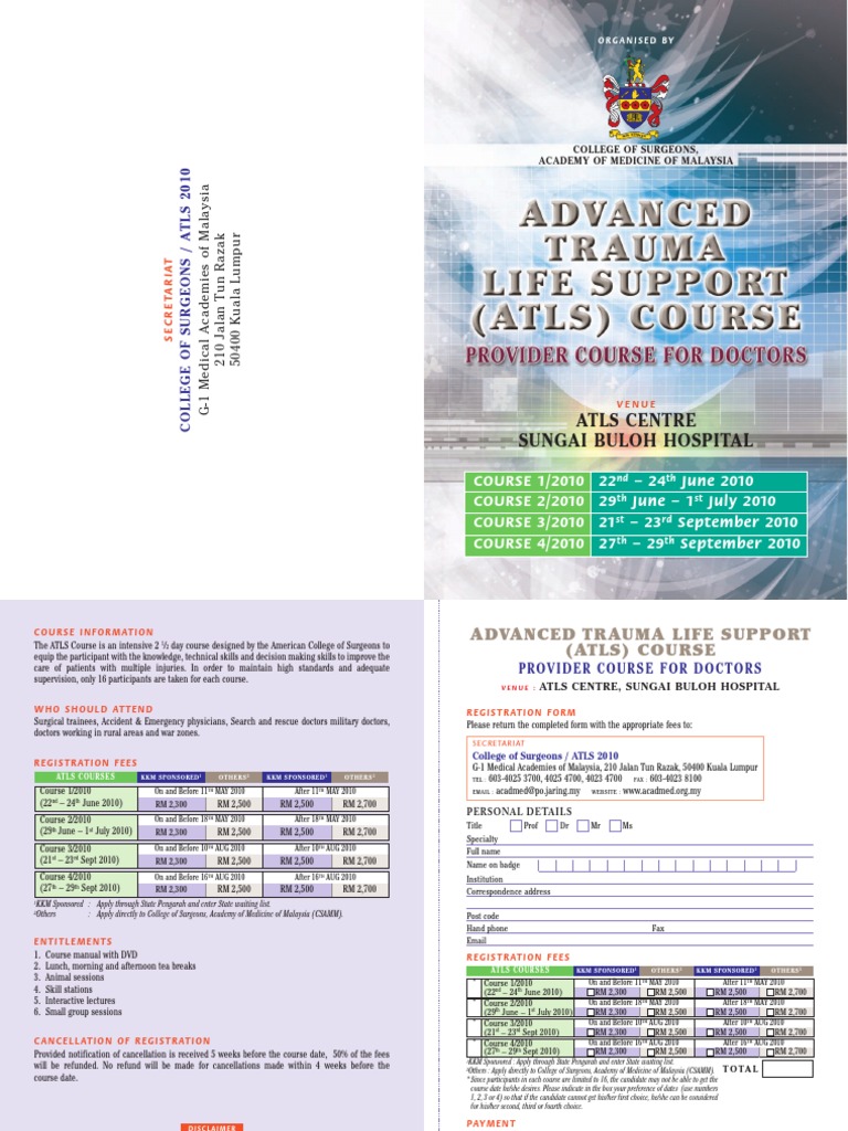 ATLS Course Registration 2010 Malaysia | PDF | Physician | Surgery