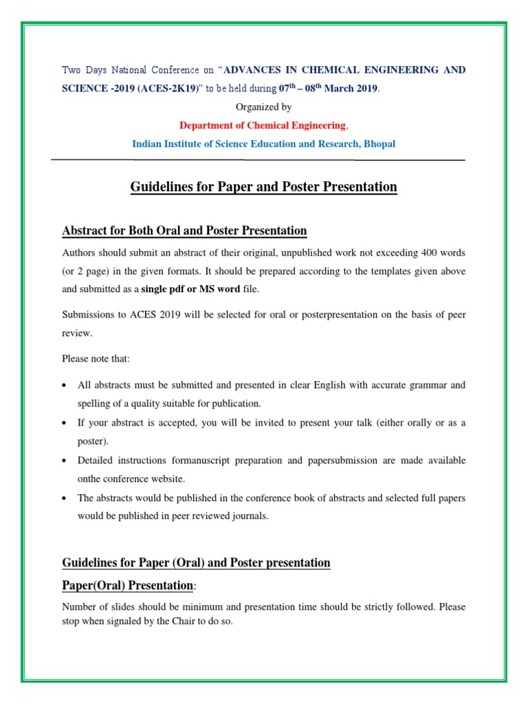 Guideline and Poster Paper | PDF | Abstract (Summary) | Communication