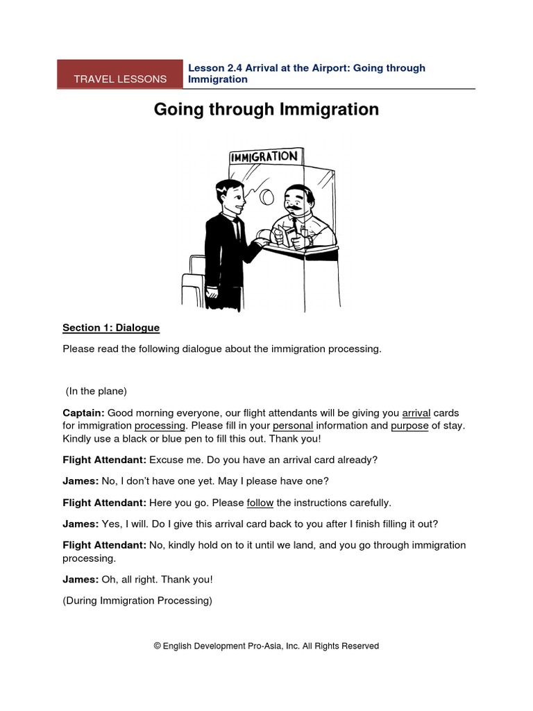Lesson 2.4 Going Through Immigration - Eng-Jsp - 9 | PDF | Vocabulary ...