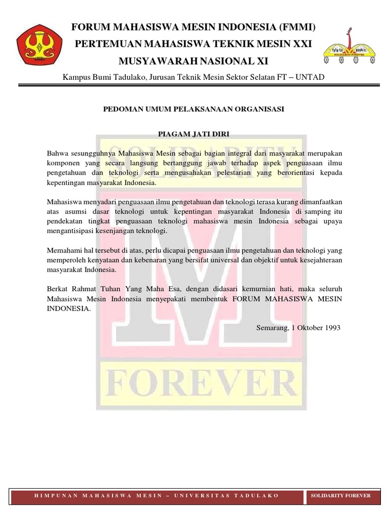 Revisi Draft Proker PUPO Piagam JatiDiri-1 | PDF