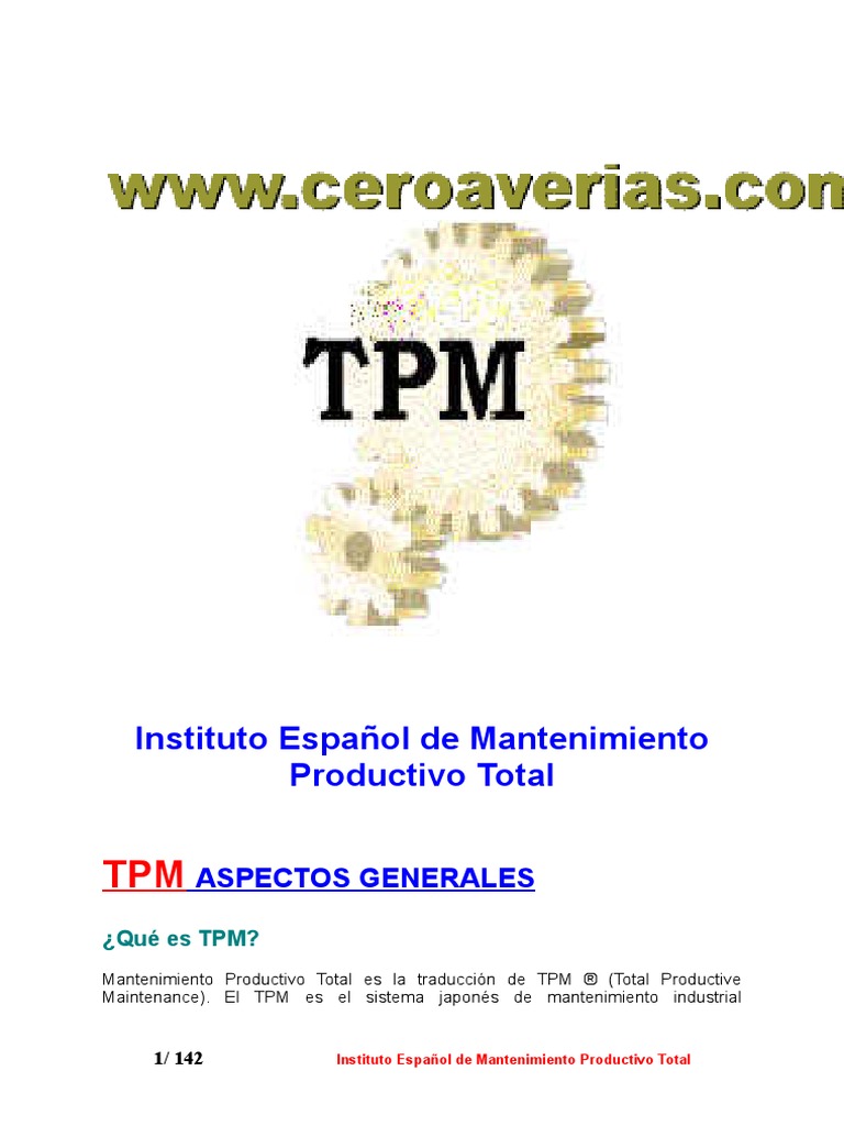 TPM - Mantenimiento Productivo Total | PDF | Planificación | Calidad (comercial)
