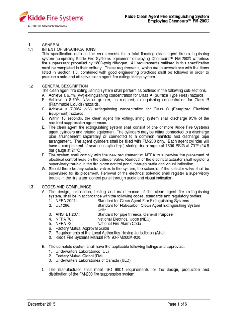 Kidde Clean Agent Fire Extinguishing System | PDF | Pipe (Fluid ...