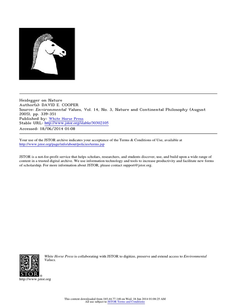 Cooper Heidegger Nature PDF | PDF | Martin Heidegger | Metaphysics